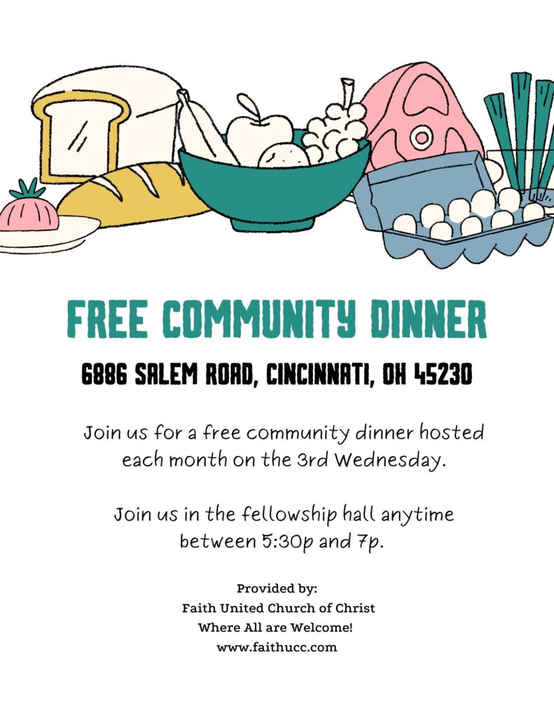 FREE Community Dinner on January 17 2024 | Faith United Church of Christ